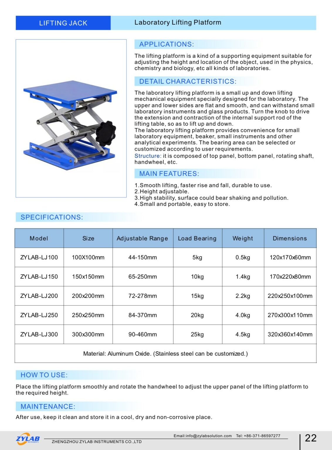 Laboratory Jack - ZYLAB
