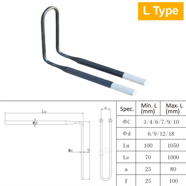 L-Shaped MoSi₂ Heating Element for Laboratory High-Temperature Furnaces