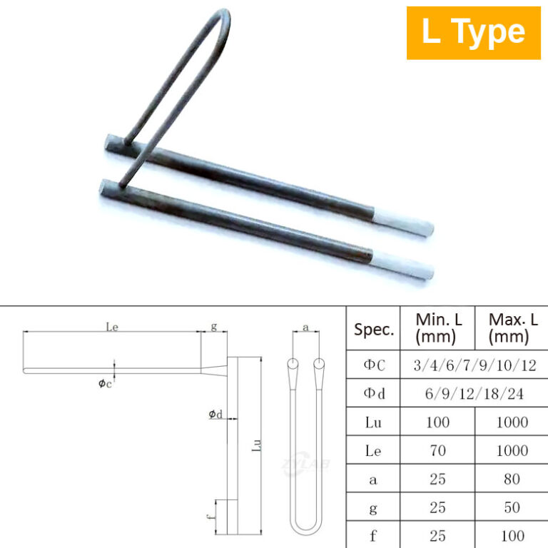 L-Shaped MoSi₂ Heating Element for Laboratory High-Temperature Furnaces